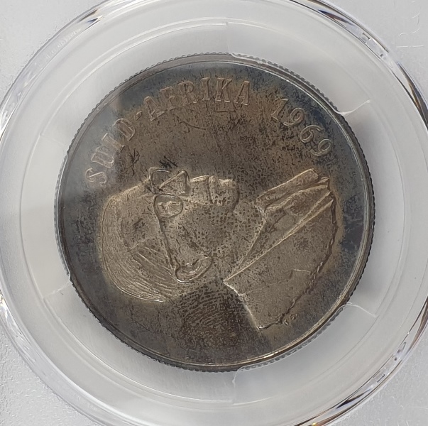South Africa - 1 Rand 1969 (PR 66), Afrikaans, Silver | Sopcoins