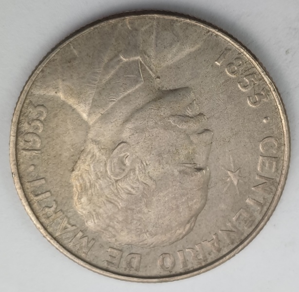 Cuba - 50 Centavos 1853, Jose Marti, Silver | Sopcoins